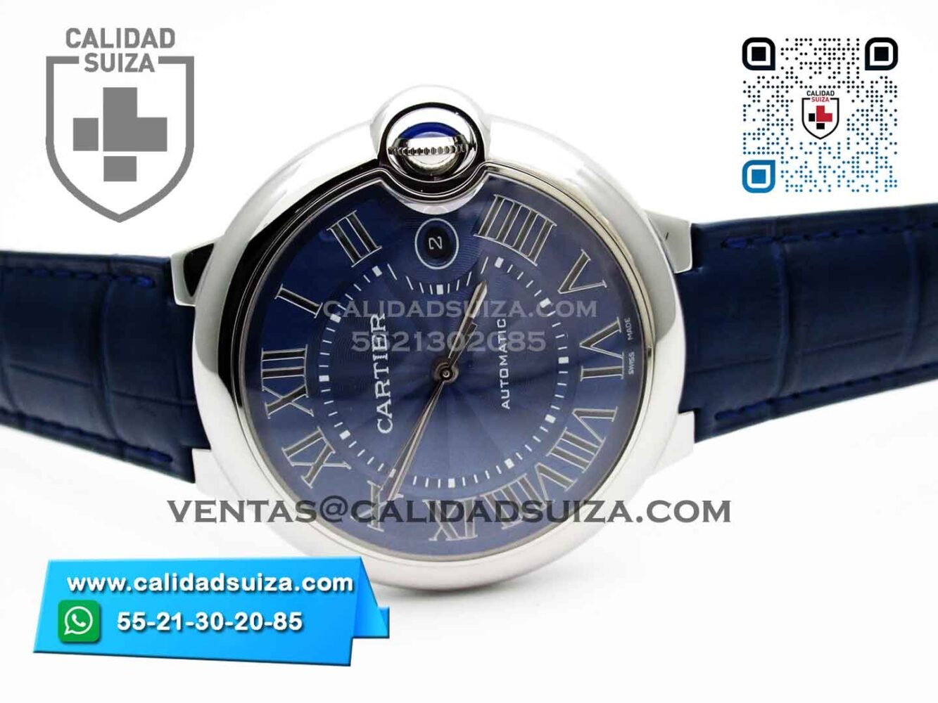 Cartier Ballon Bleu Dial Azul Acero 42mm - Calidad Suiza